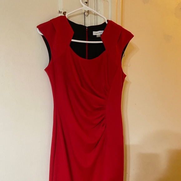 Calvin Klein | Dresses | Calvin Klein Ruched Horseshoe Neck Sheath ...